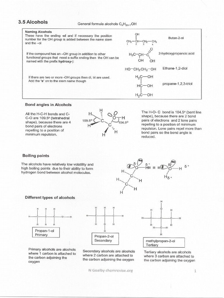 Alcohols Notes | PDF