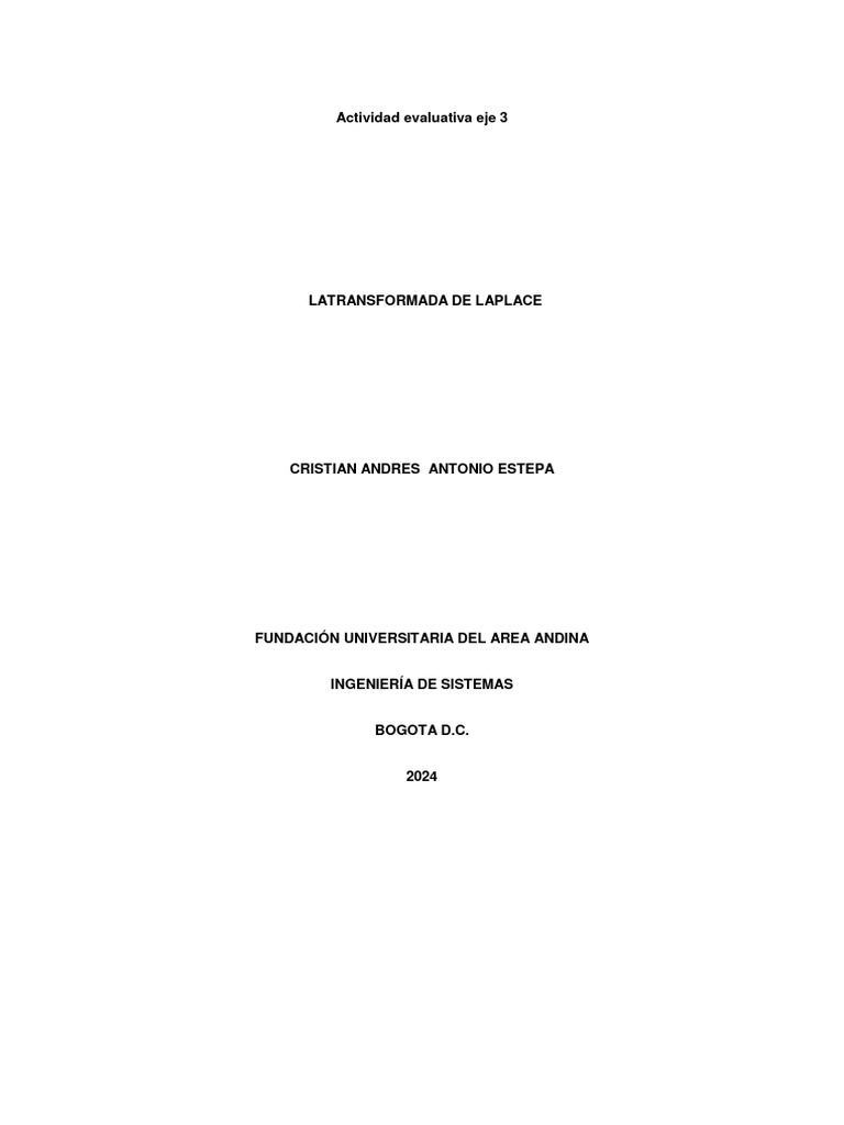 Actividad Eje 3 Matematicas Especiales V2 | PDF | Matemáticas | Transformada de Laplace