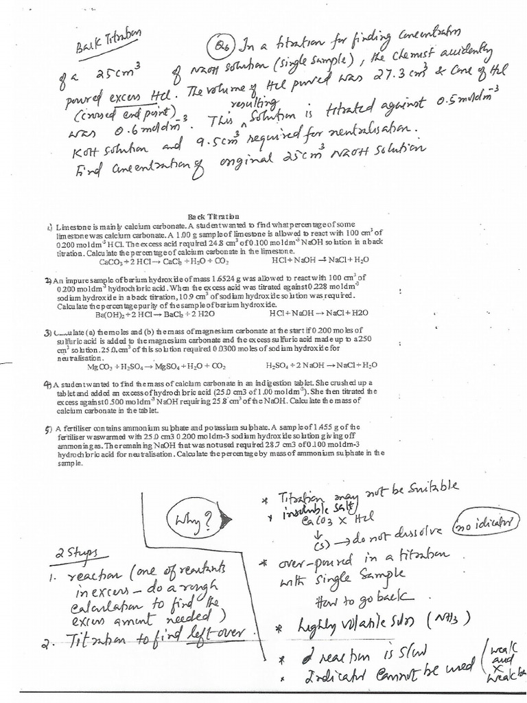 Back Titration New Notes | PDF