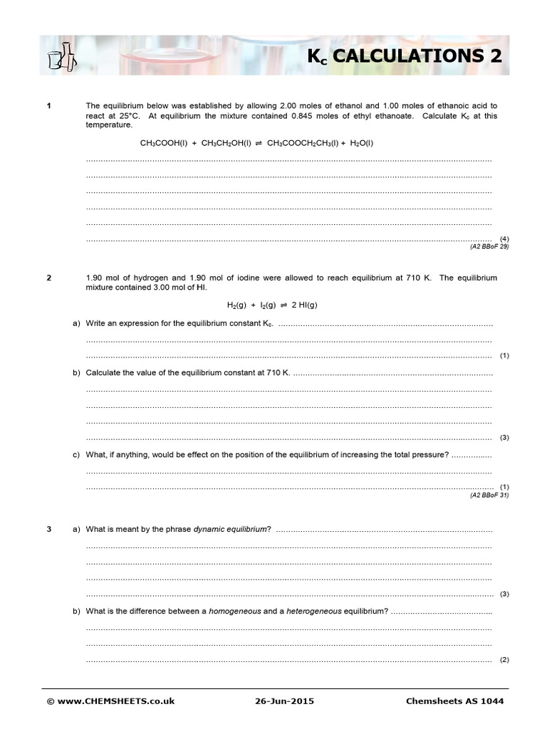 Chemsheets AS 1044 (KC Calculations 2) | PDF | Branches Of ...