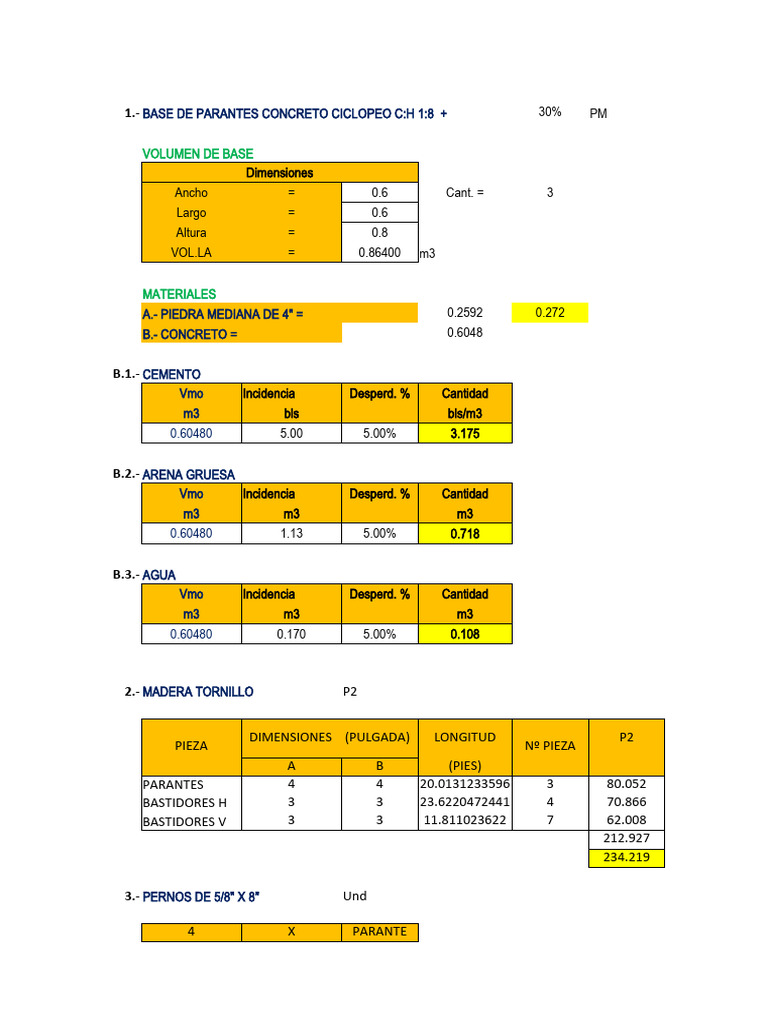 Calculo de Apus - Ortm2023 | PDF | Hormigón | Construyendo tecnología
