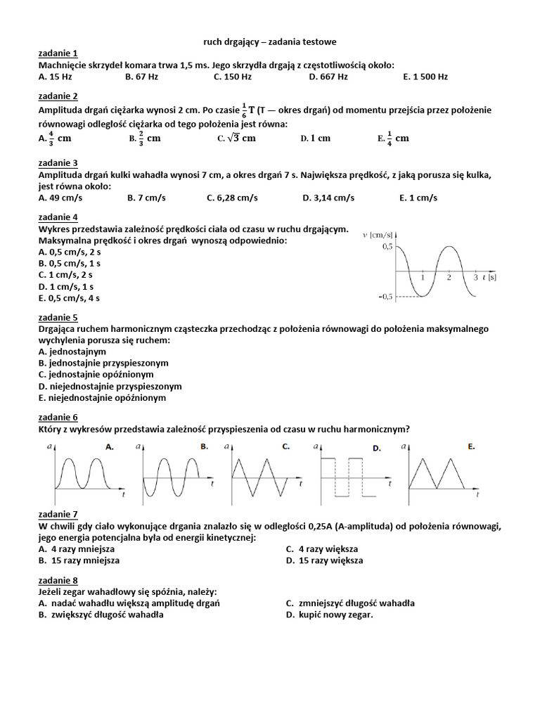 Ruch Drgający - Test | PDF