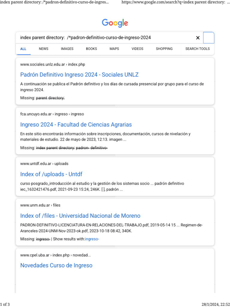 Padron Definitivo Curso de Ingreso 2024 Google Search | PDF | Informática