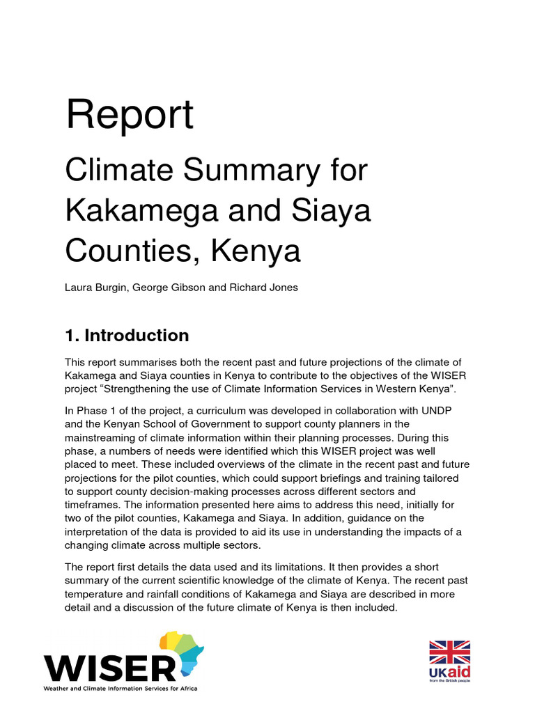 Wiser0085 Climate Information Kakamega Siaya Counties | PDF | General ...