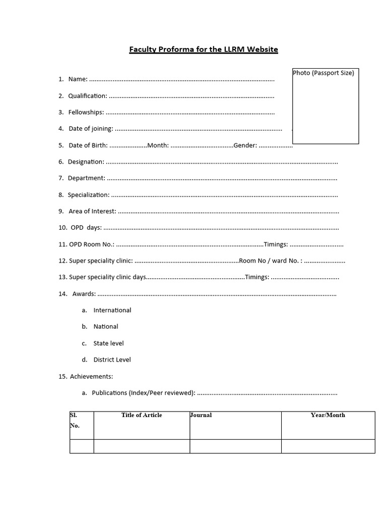 Faculty Proforma | PDF | Games & Activities | Foreign Language Studies