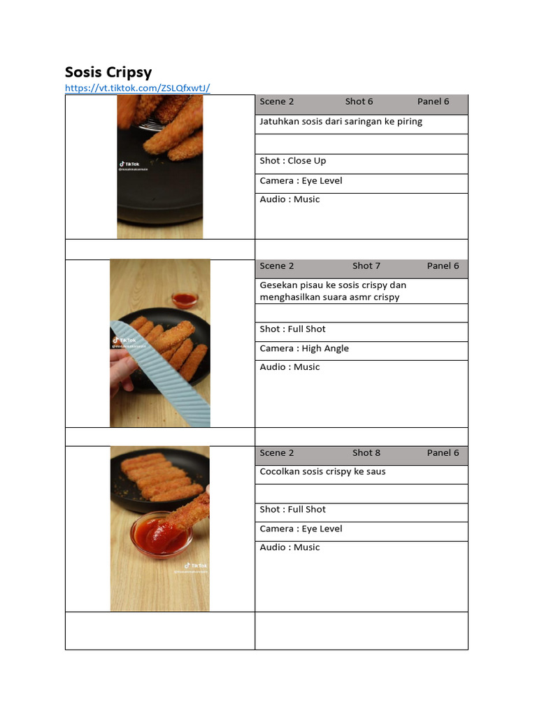 Storyboard Sosis Crispy | PDF