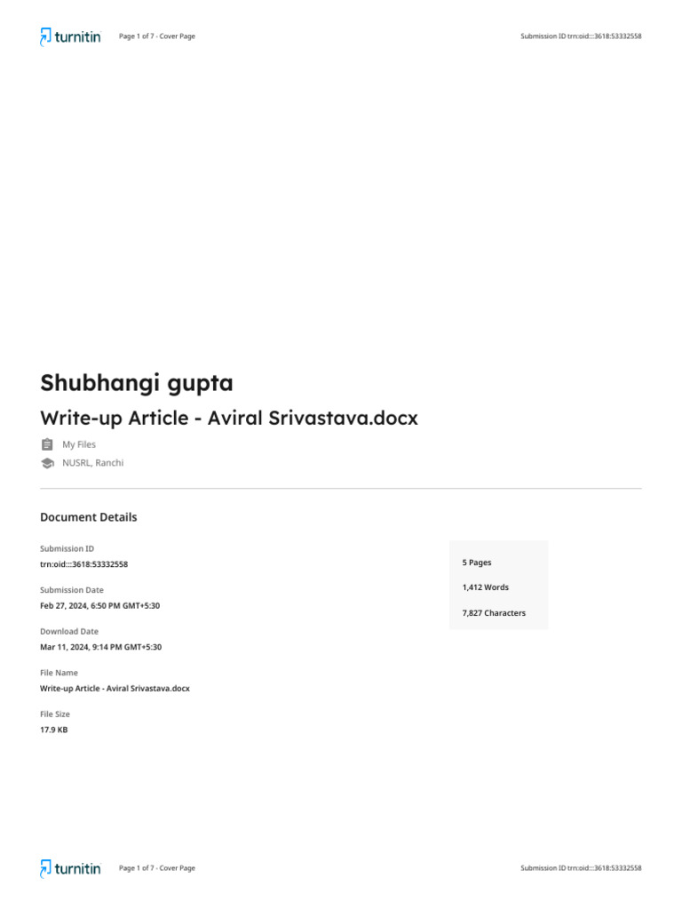 Write-Up Article - Aviral Srivastava | PDF | Artificial Intelligence | Intelligence (AI) & Semantics