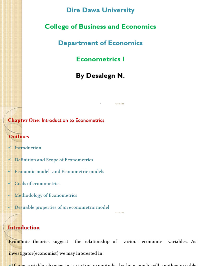 Econometrics I CH-1 | PDF | Econometrics | Statistics Econometrics I CH-1 | PDF | Econometrics | Statistics