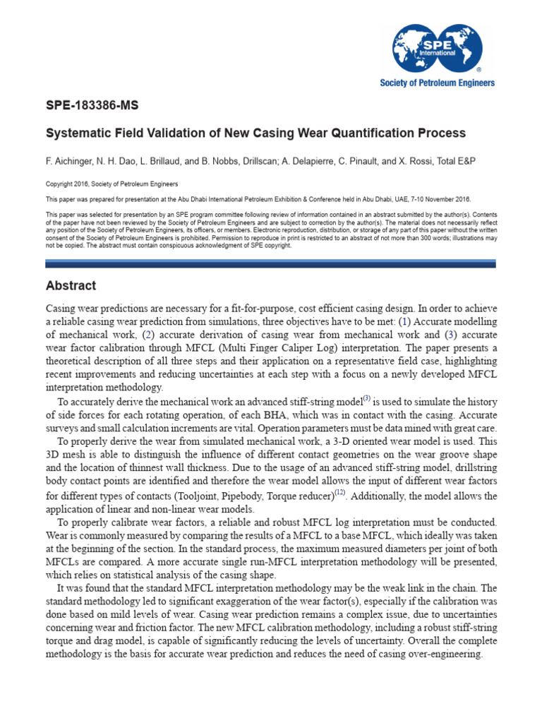 Systematic Field Validation of New Casing Wear | PDF | Accuracy And ... Systematic Field Validation of New Casing Wear | PDF | Accuracy And ...