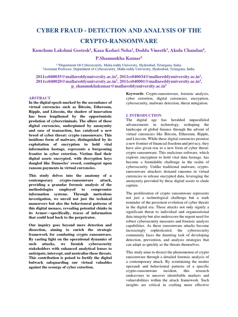 Cyber Fraud - Detection and Analysis of The Crypto-Ransomware | PDF ...