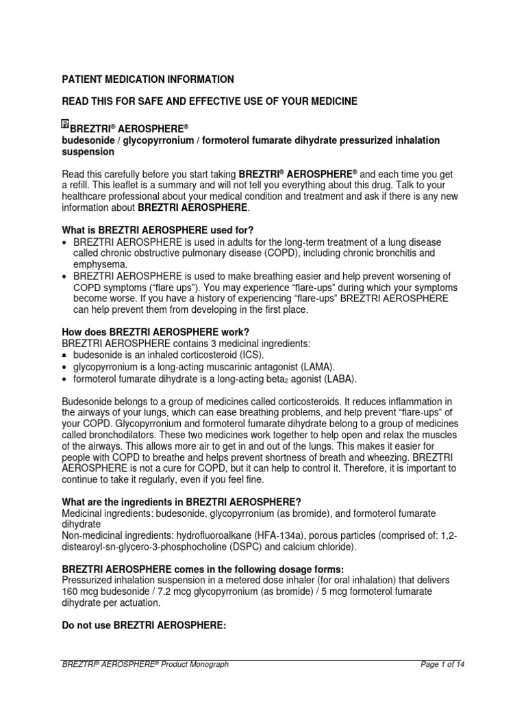 Breztri Aerosphere Consumer Information Leaflet | PDF | Chronic ...