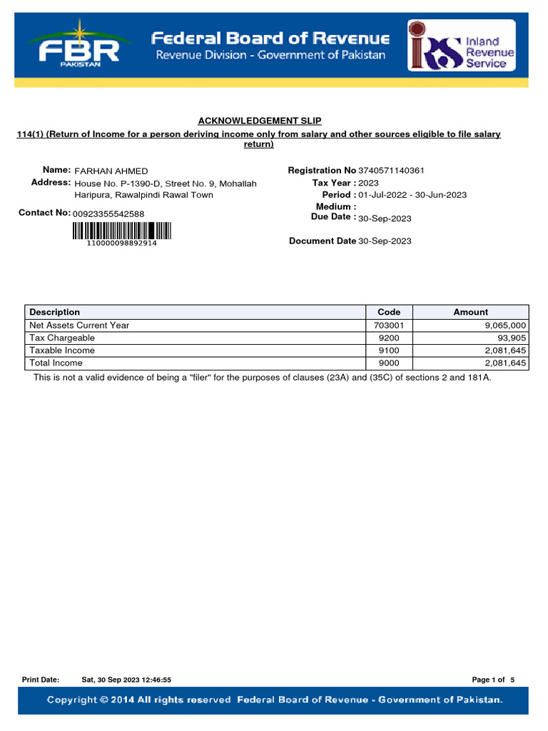 Tax Return Summary for Salaried Individual | PDF | Capital Gains Tax ...