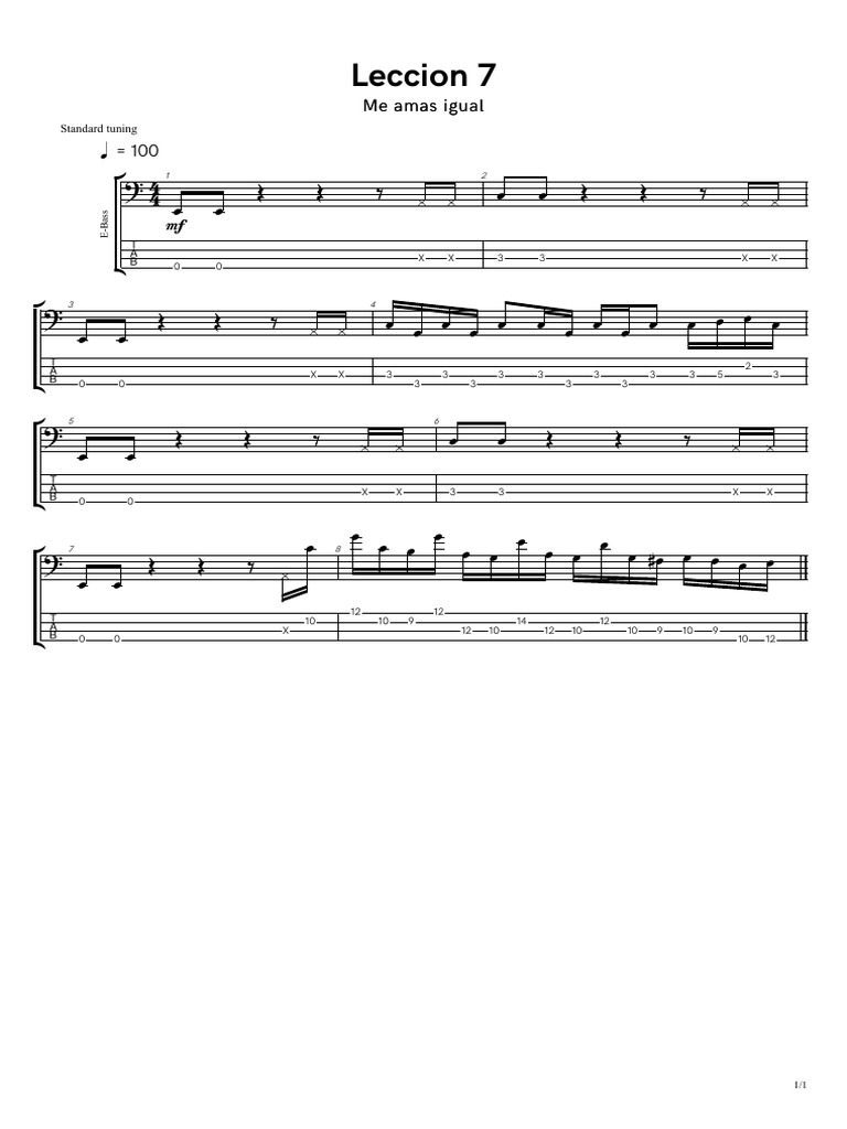 Leccion 7 Bajo 101 Escalas Me Amas Igual (Solo) | Download Free PDF ...