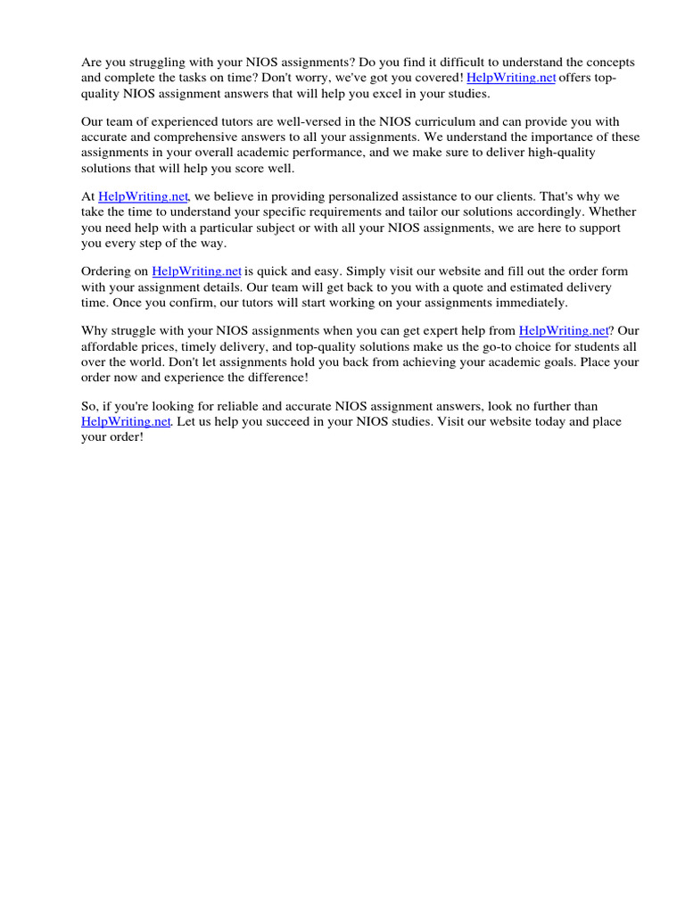 Nios Assignment Answers | PDF Nios Assignment Answers | PDF