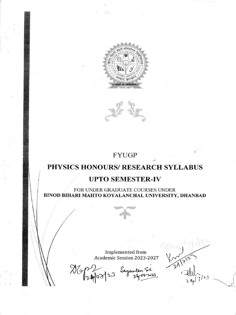 UG Physics-Syllabus FYUGP | PDF