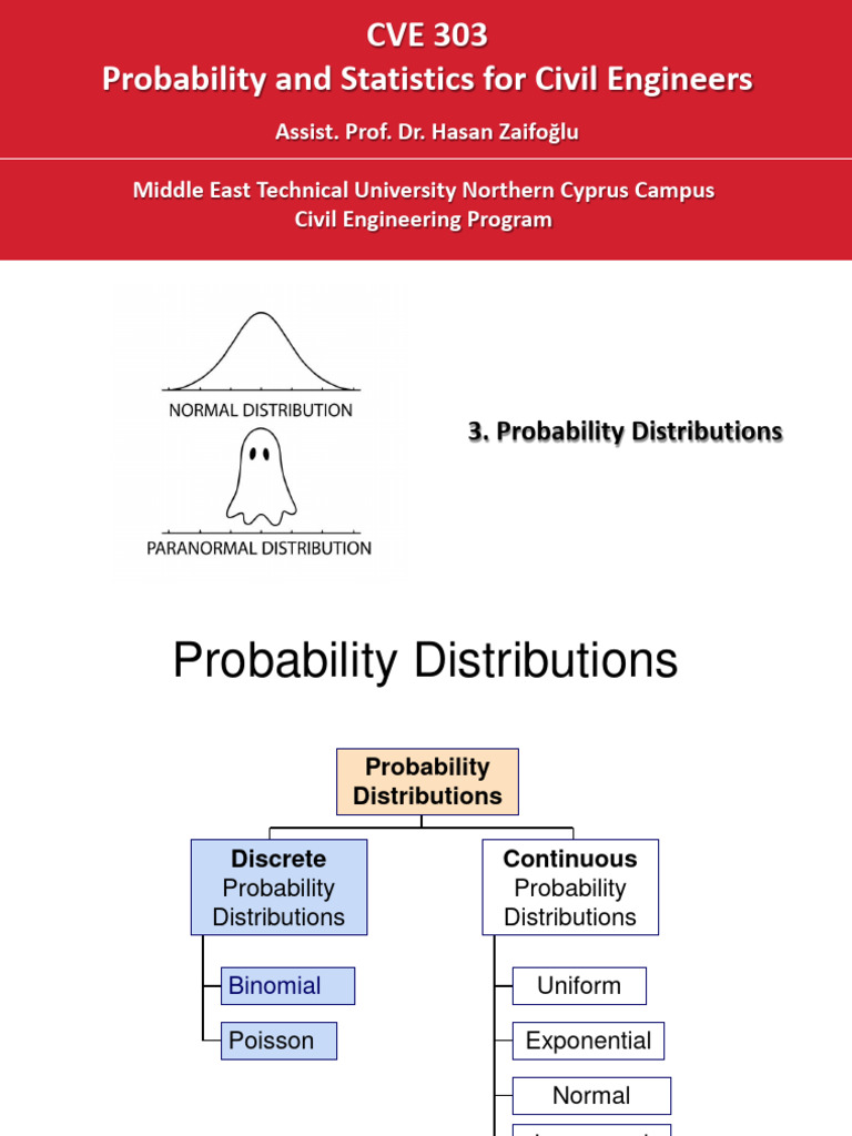 CVE 303 - 3. Probability Distributions | PDF | Probability Distribution | Poisson Distribution