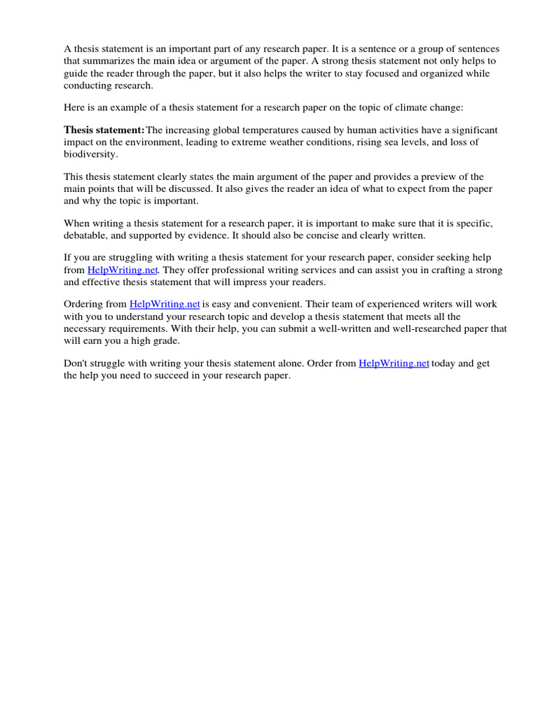 Example of Thesis Statement For Research Paper | PDF | Essays | Thesis