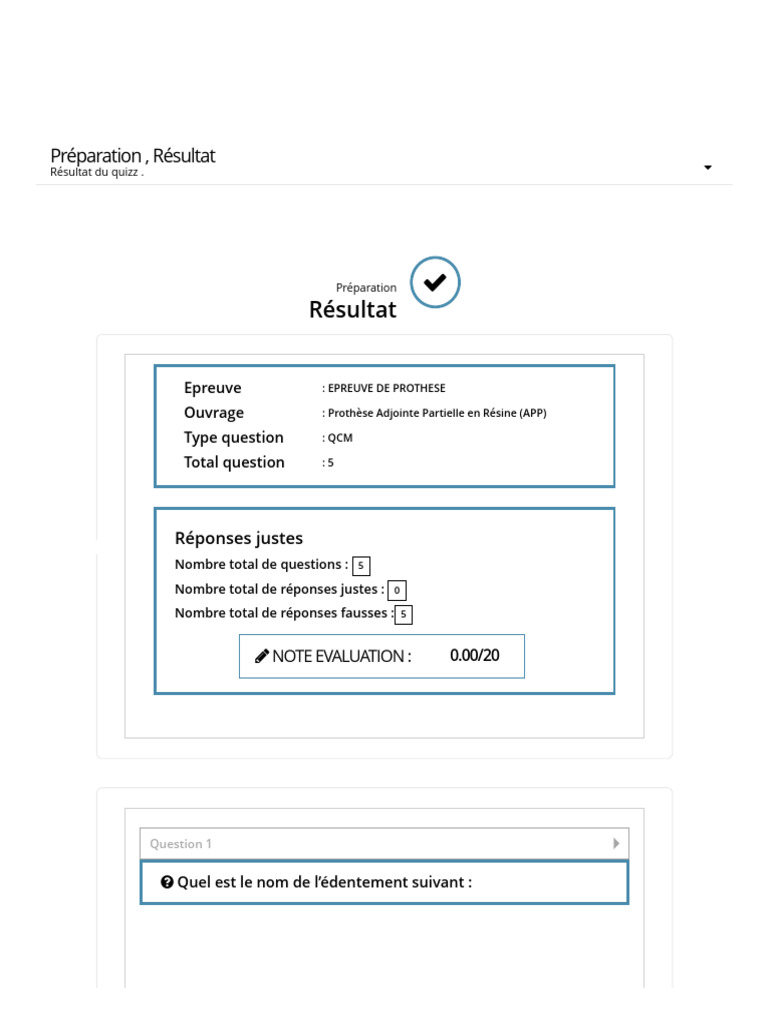 Résultats du Quizz Prothèse Dentaire | PDF