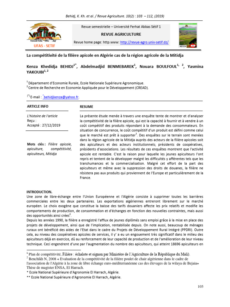 Compétitivité de l'apiculture en Algérie | PDF | Apiculture | Économie