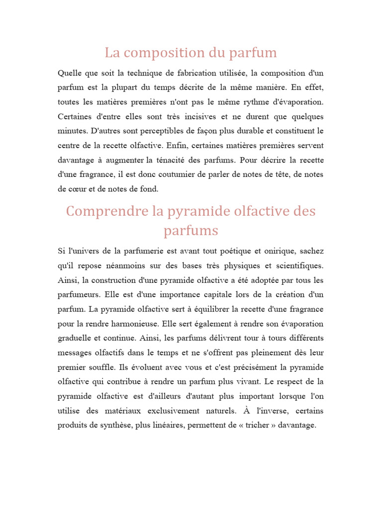 Composition et pyramide olfactive du parfum | PDF | Parfum | Odeur