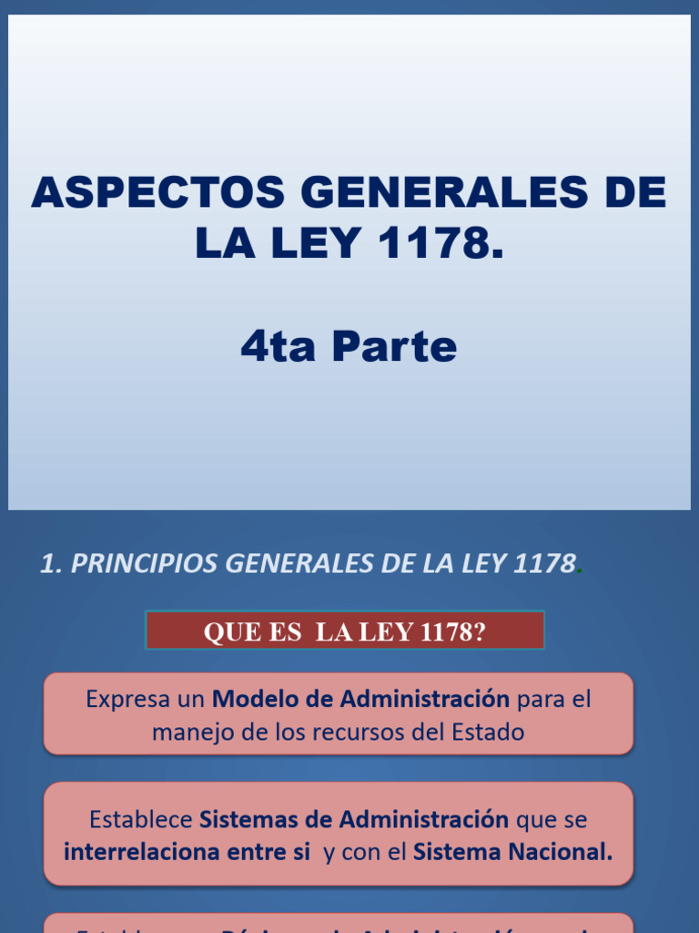 4º Ley 1178 Aspectos Gral - 2024 | PDF | Regulación | Planificación