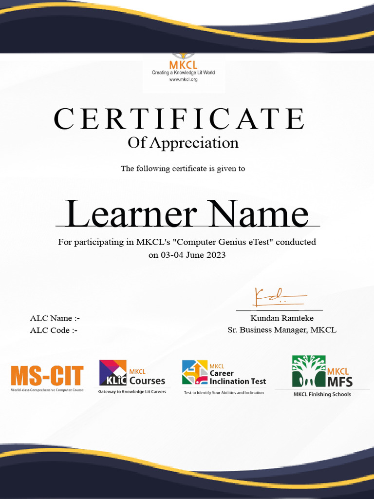 Computer Genius Appreciation Certificate | PDF