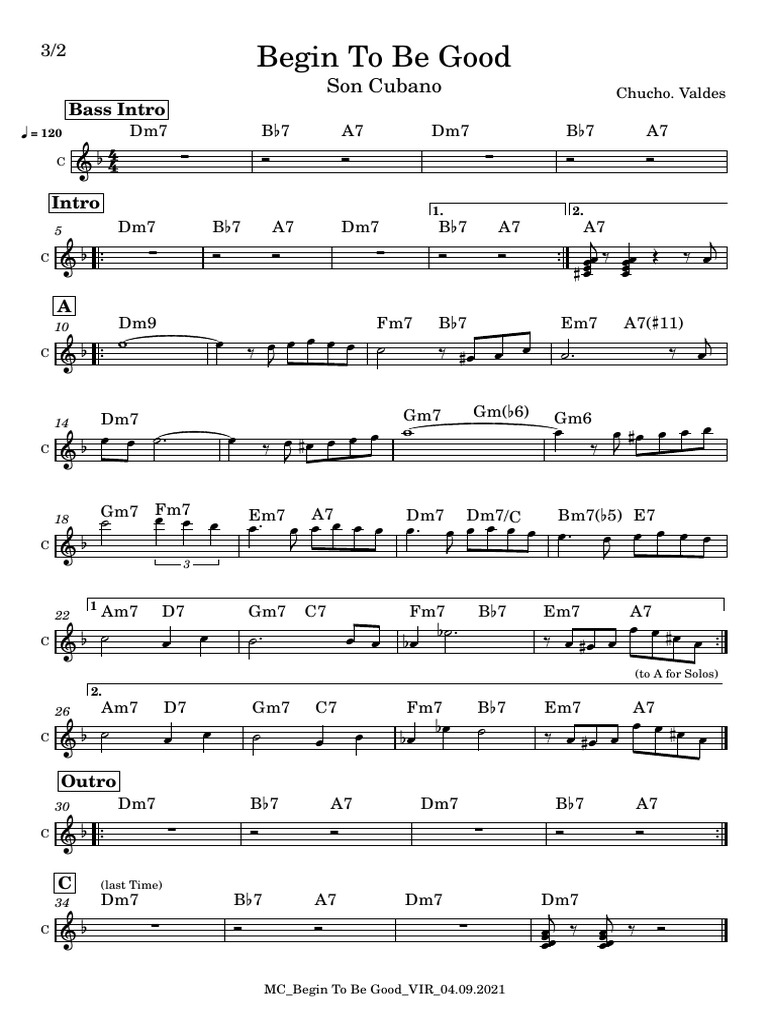 Begin - To - Be - Good Lead Sheet | PDF | Musicology