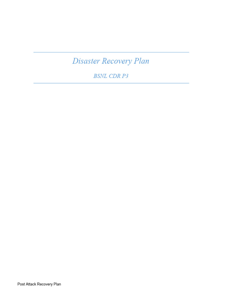 BSNL Disaster Recovery Plan Guide | PDF | Disaster Recovery | Backup