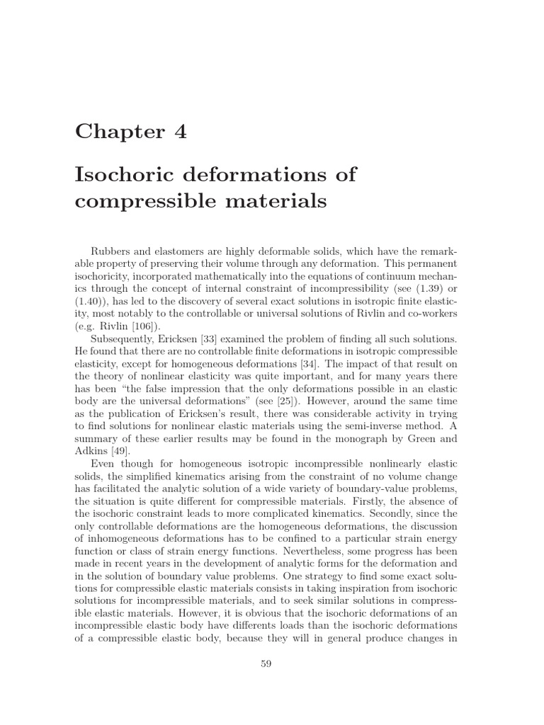 Isochoric Deformations of Compressible Materials | PDF | Elasticity (Physics) | Physics