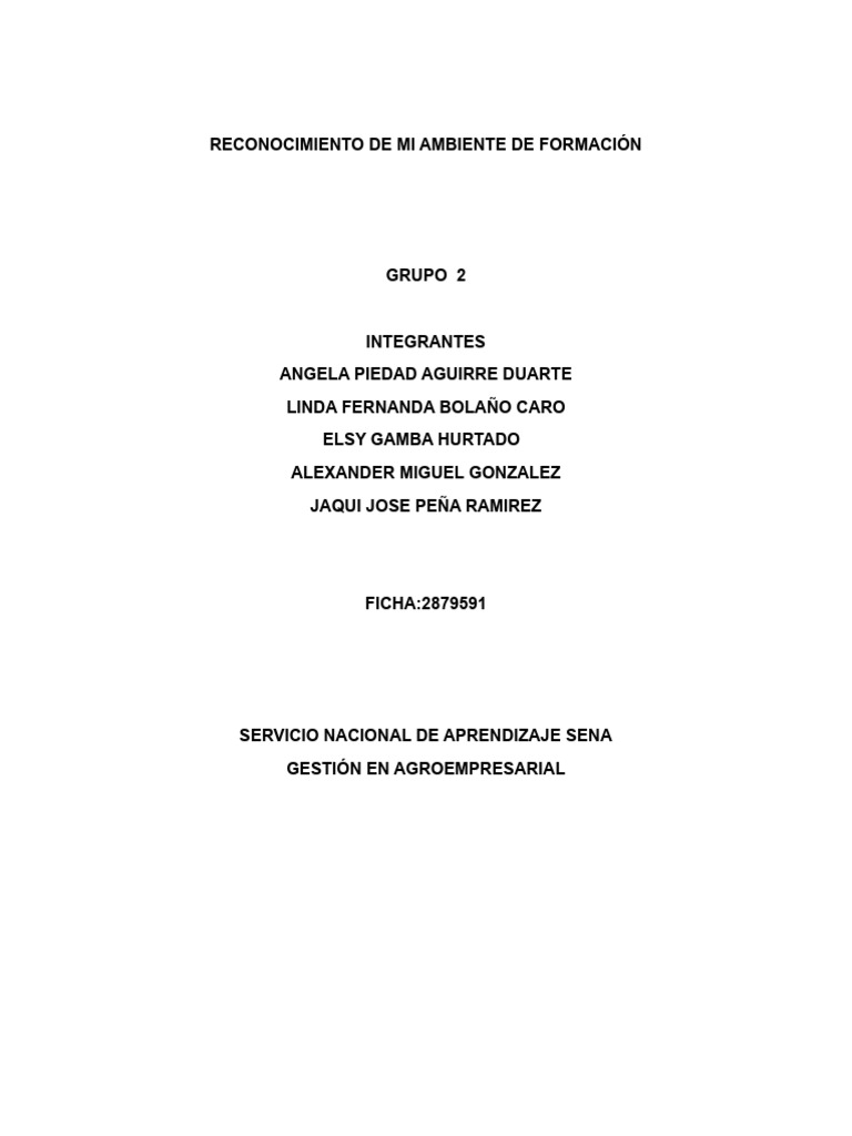 Reconomiento de Mi Ambiente de Formación Grupo 2 | PDF | Aprendizaje