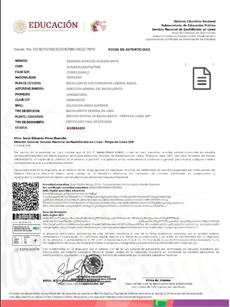 Certificado Prepa 1 | PDF