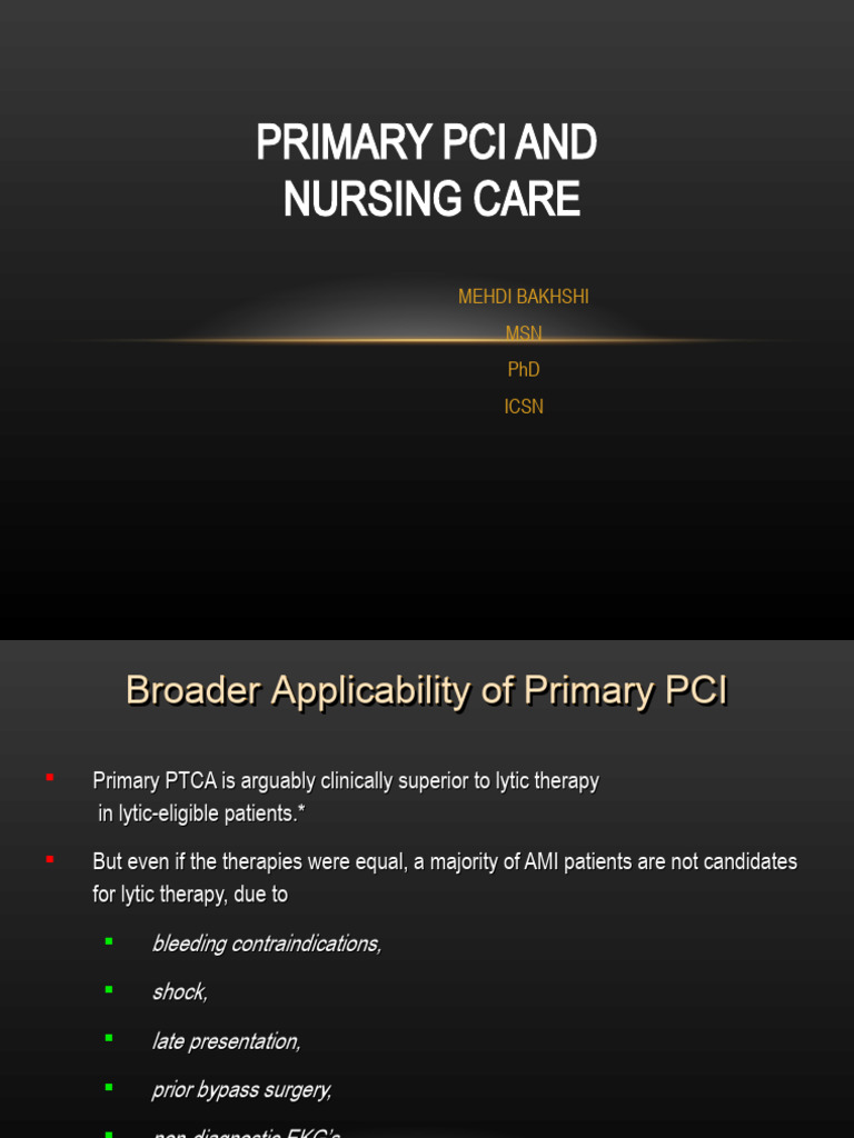 Primary Pci DR Bakhshi | PDF | Percutaneous Coronary Intervention ...