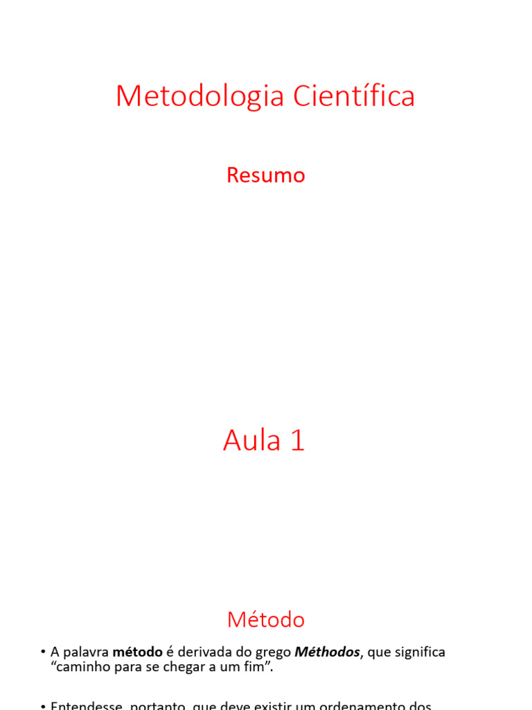 Metodologia Científica - Resumo | PDF | Método científico | Science
