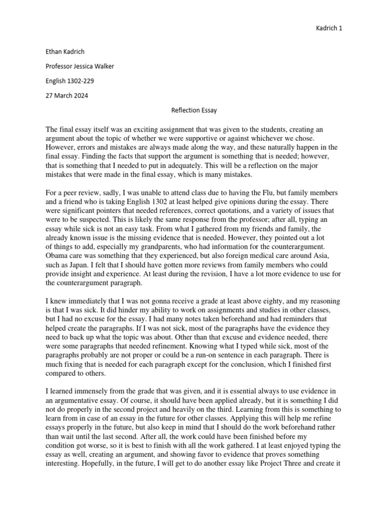 project 3 reflection | PDF | Essays | Cognition