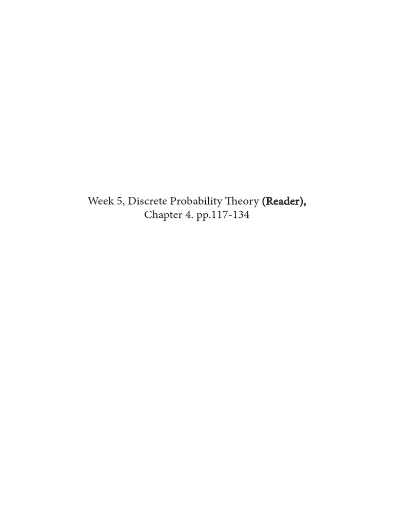 Week 5, Discrete Probability Theory (Reader) | PDF | Probability Distribution | Random Variable
