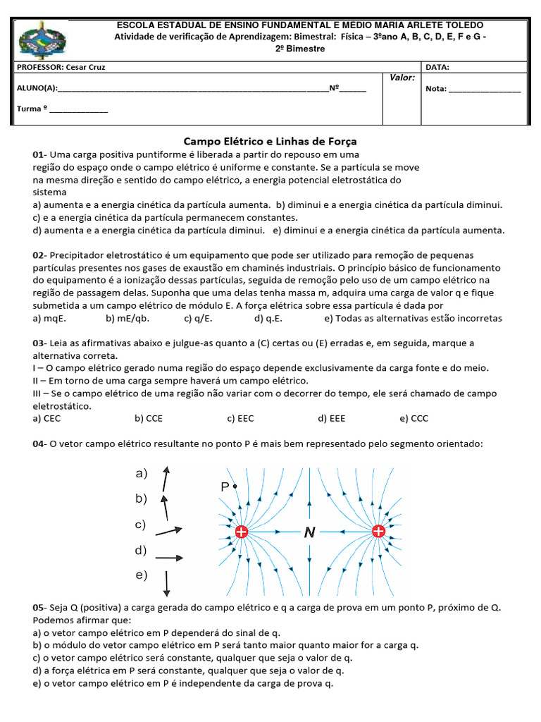 06 Conceitos De Introdução á Eletrostática Campo Elétrico