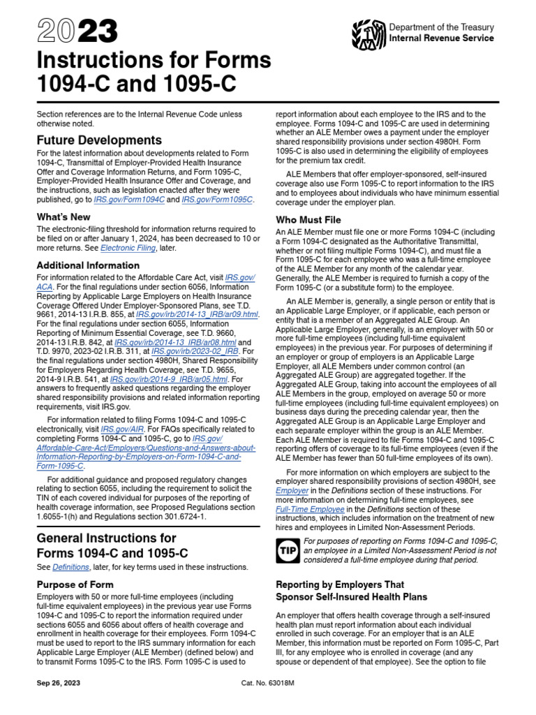 Instructions For Forms 1094-C and 1095-C: Future Developments | PDF ...