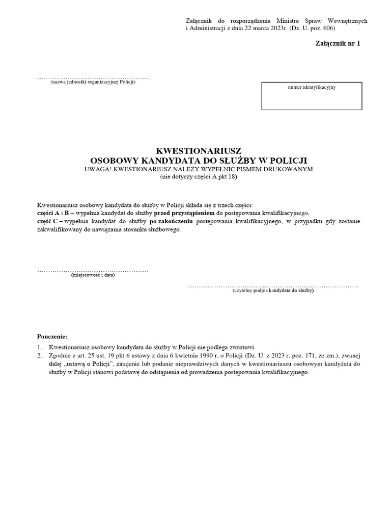 Kestionariusz_osobowy_kandydata_do_sluzby_w_Policji_marzec_2023(1) | PDF Kestionariusz_osobowy_kandydata_do_sluzby_w_Policji_marzec_2023(1) | PDF