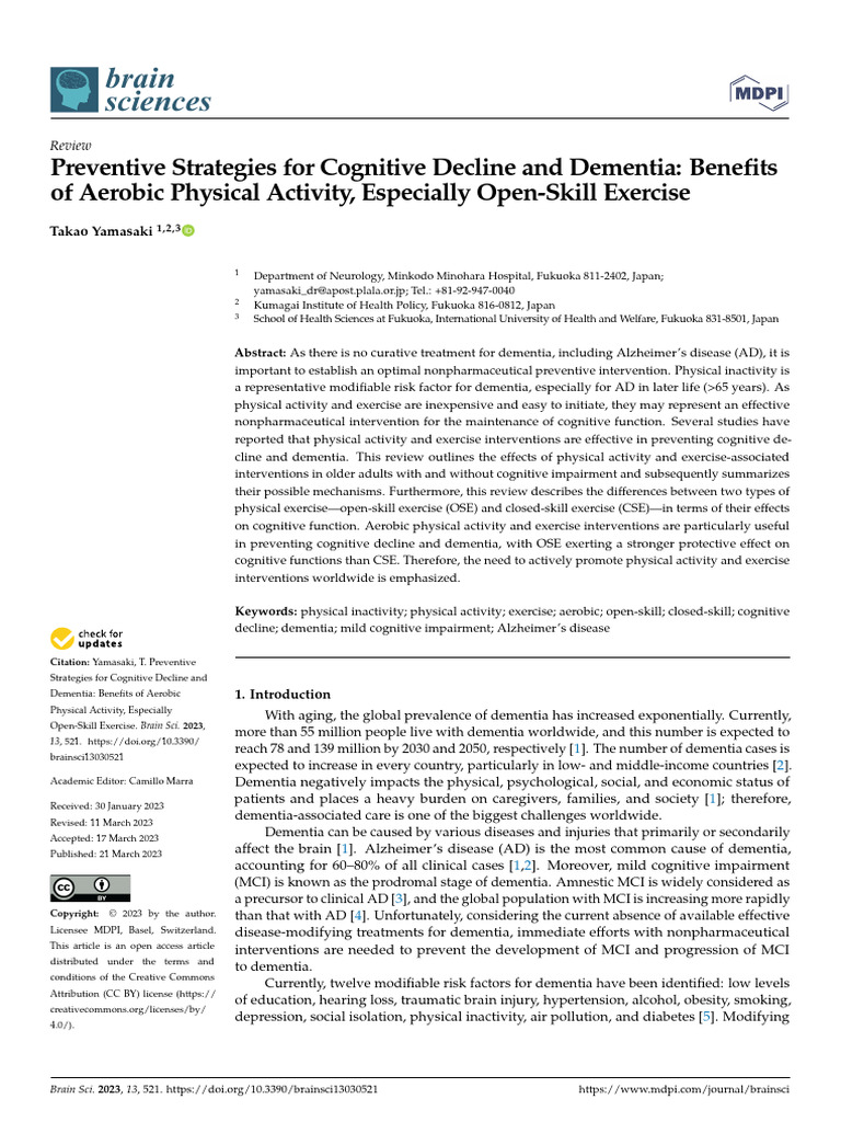 Preventive Strategies for Cognitive Decline and Dementia- | PDF | Dementia | Interleukin 6