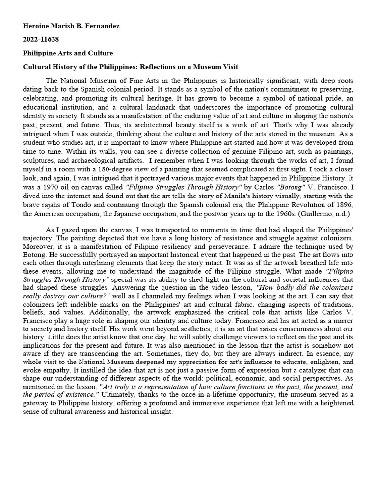 Musuem Reflection | PDF | Philippines | Museum