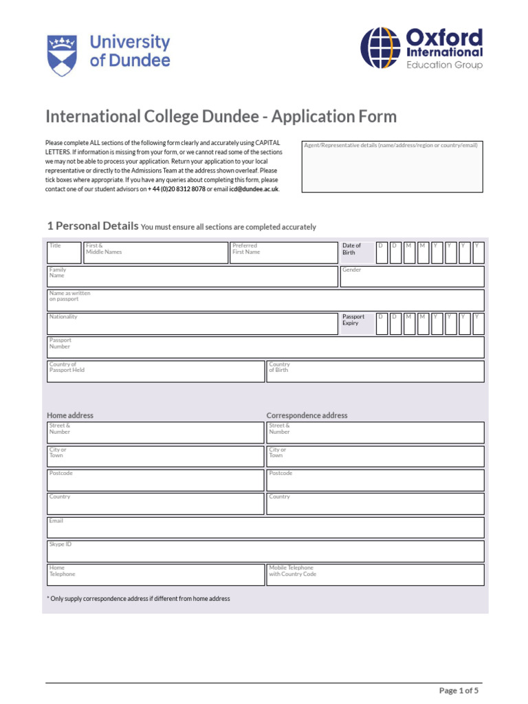 international-college-dundee-application-form-2019 | PDF