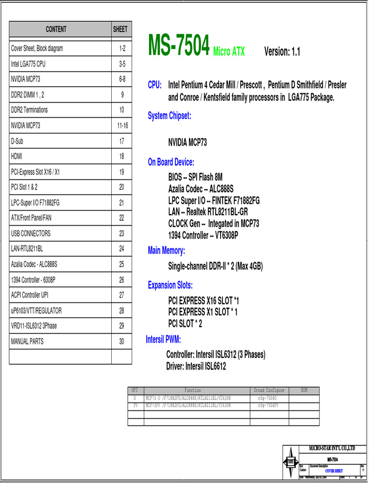 MSI MS-7504 REV 1.1 | PDF | Computer Science | Computer Hardware
