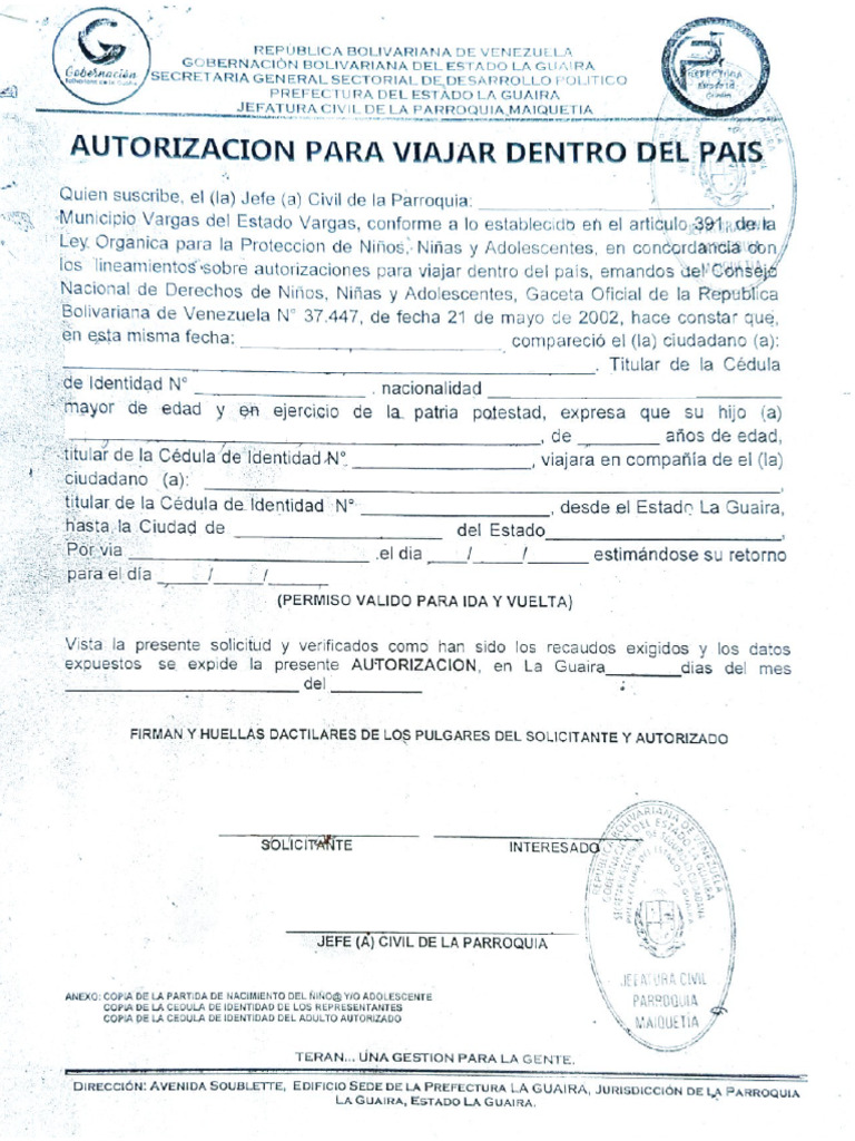 Formato de Permiso de Viaje | PDF