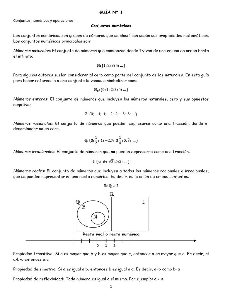 Guía de Conjuntos Numéricos y Operaciones | PDF | Exponenciación ...