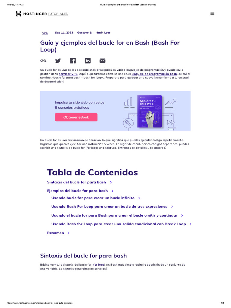 Guía Y Ejemplos Del Bucle For en Bash (Bash For Loop) | PDF | Ingeniería Informática ...