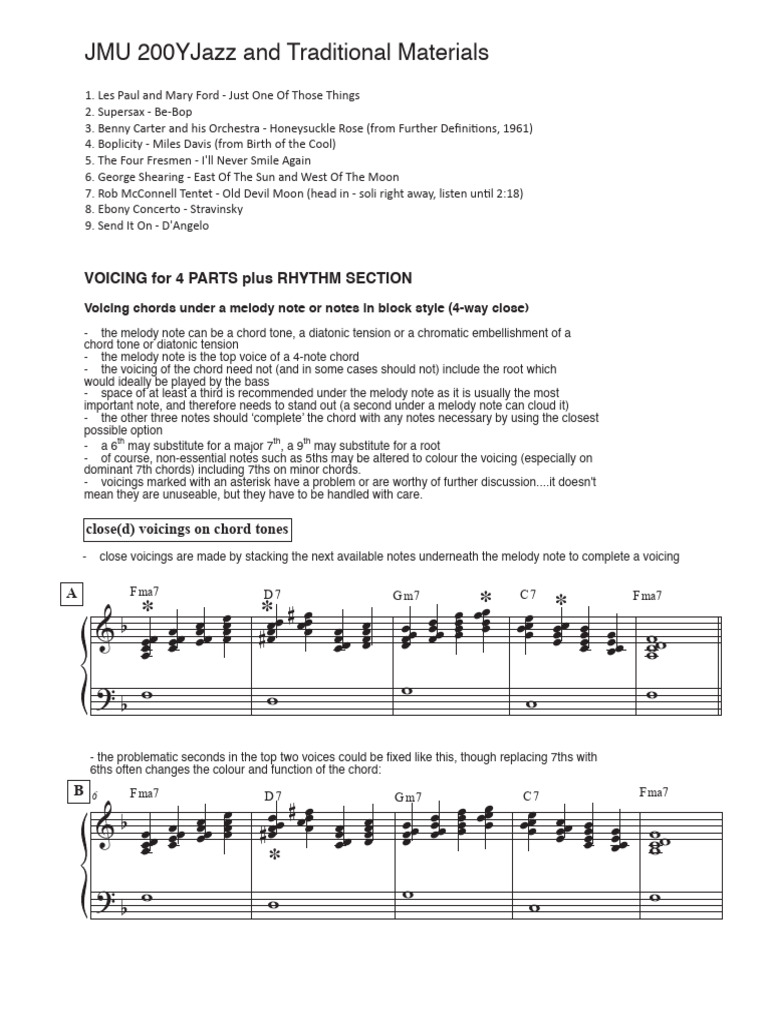 Jan 9 Handout Students | PDF | Chord (Music) | Pitch (Music)