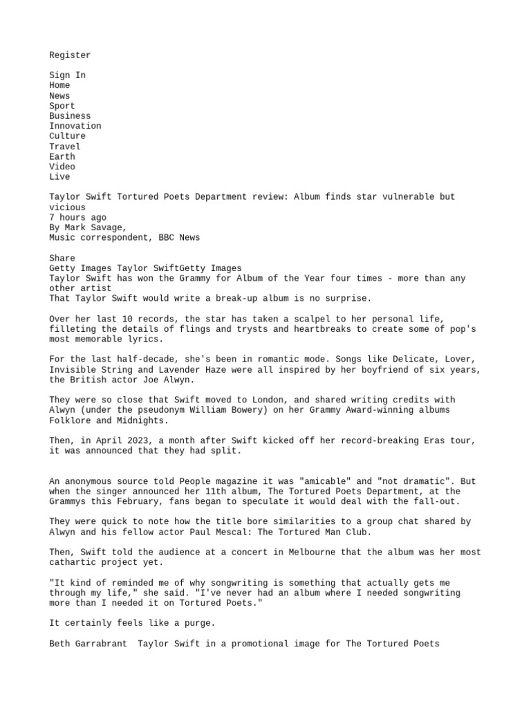 Taylor Swift Tortured Poets Department Review | PDF | Taylor Swift