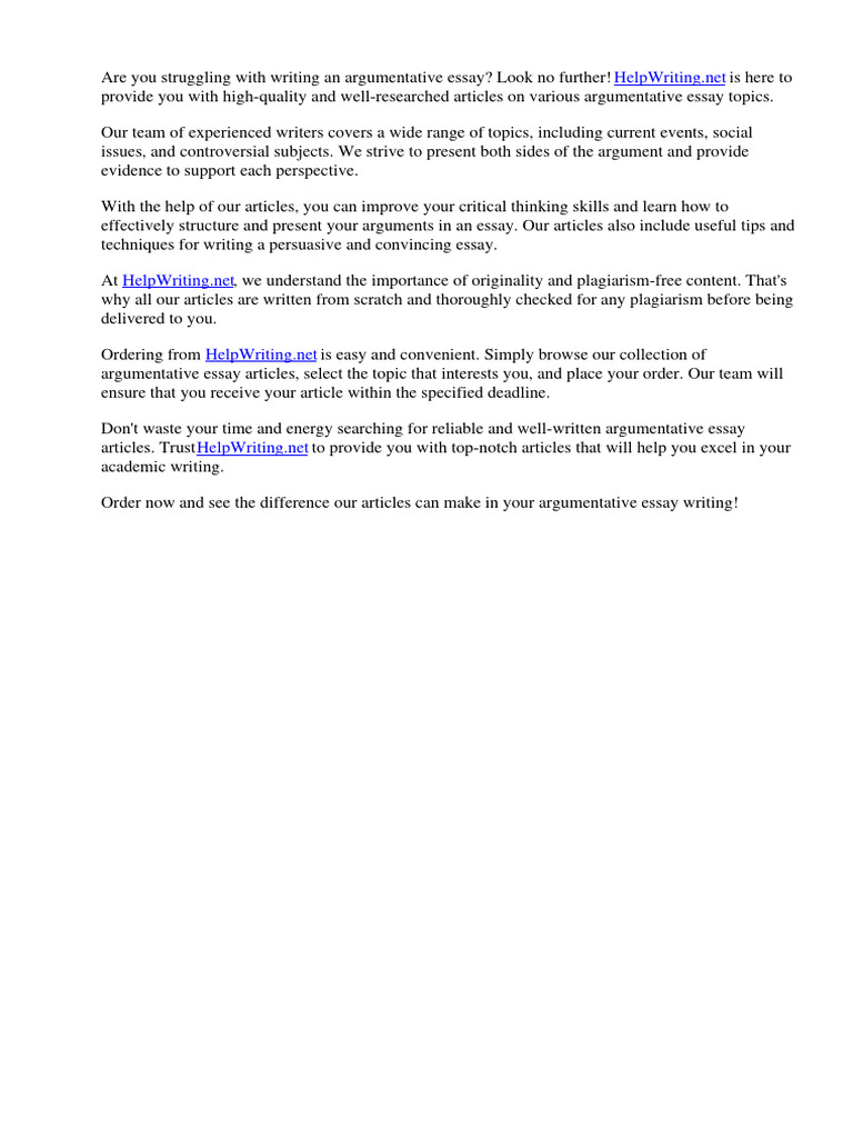 Argumentative Essay Articles | PDF | Essays | Internet