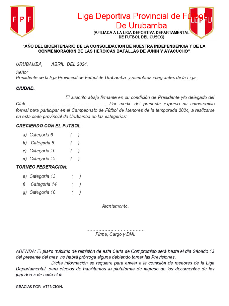 Formato Oficios 2024 - Lpfu. MQM.-1 | PDF