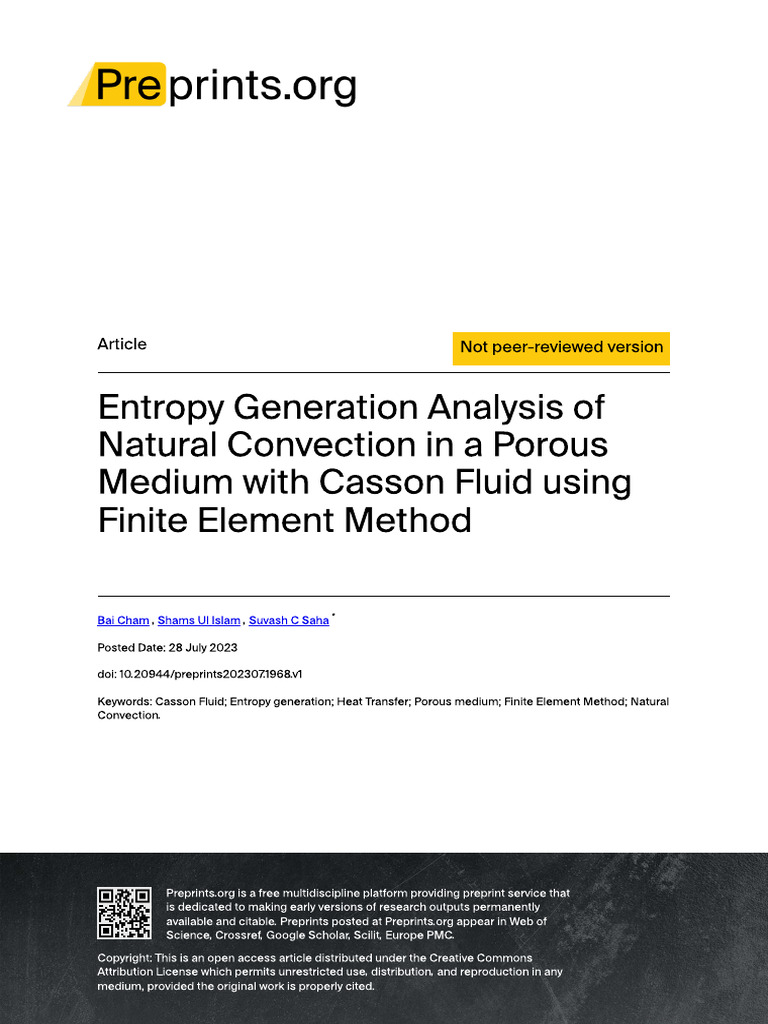 Entropy Generation Analysis Of Natural Convection Pdf Heat Transfer
